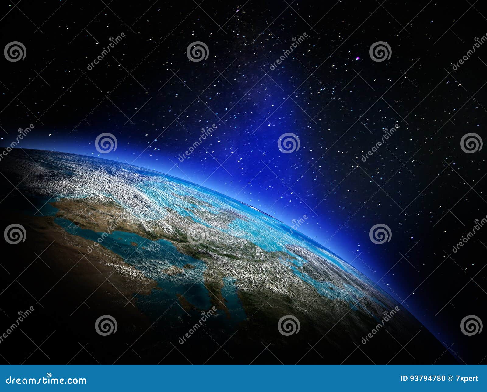 World map from space stock illustration. Illustration of clouds - 93794780