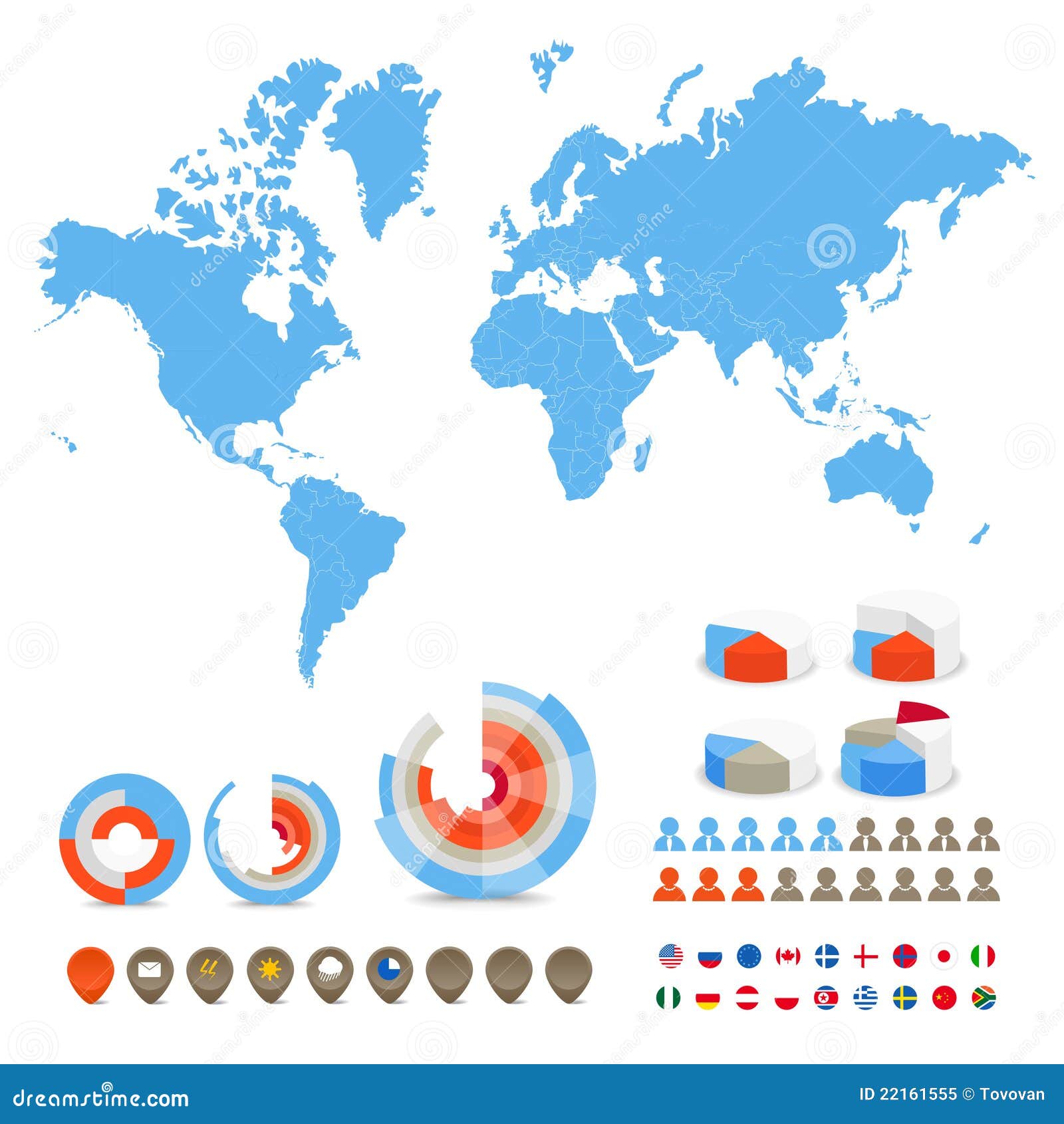 World Map with Special Symbols Stock Vector - Illustration of graph ...