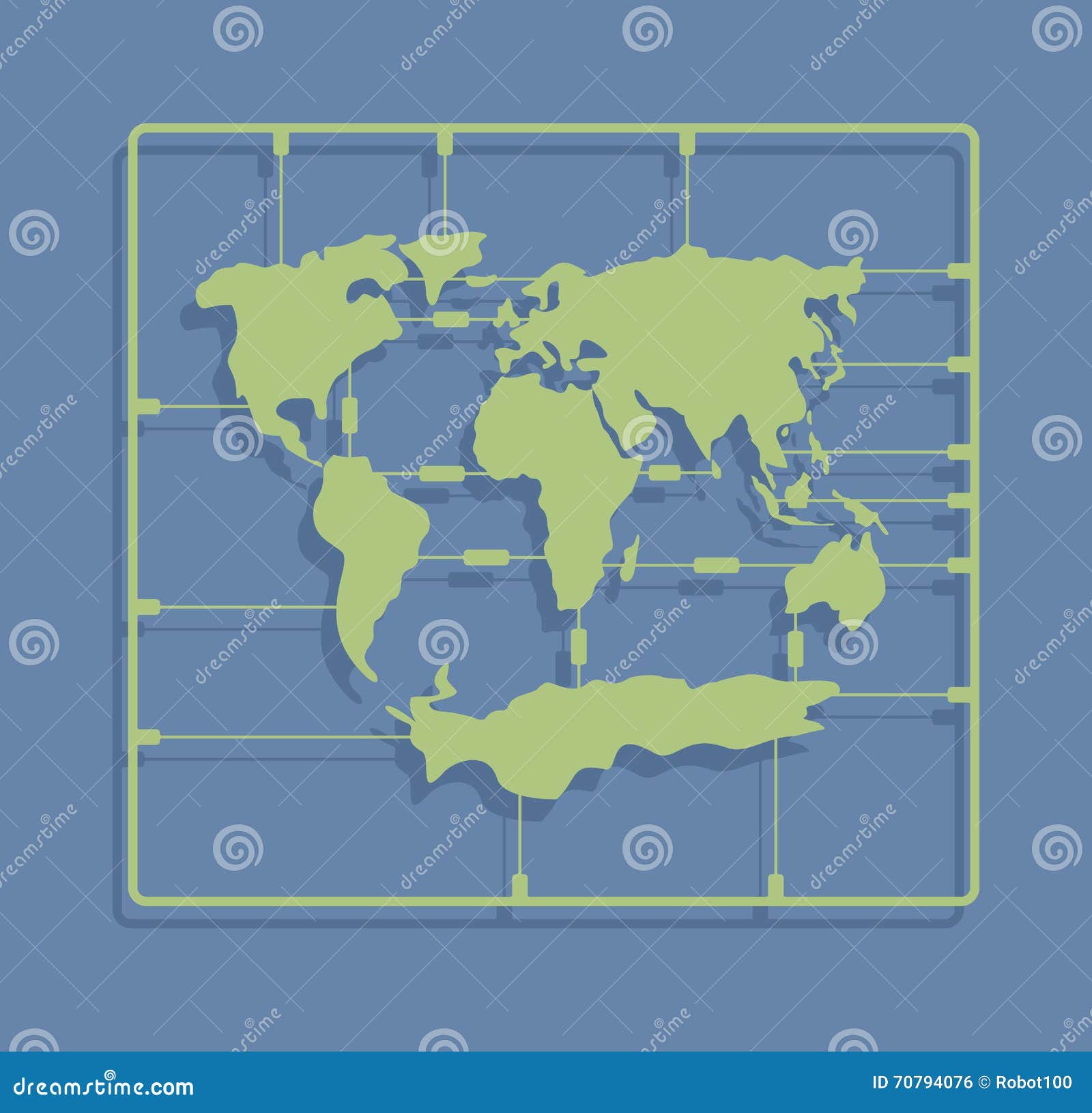 World Map Sprue or Injection Molding Toy. Earth Plastic Model Kit Stock ...