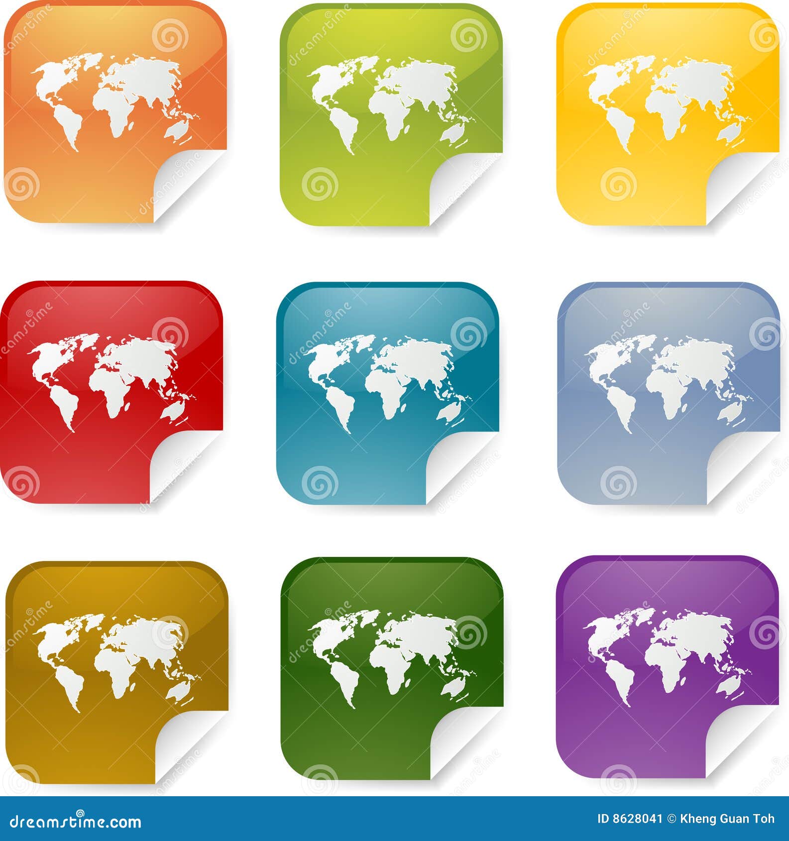 World map square stock illustration. Illustration of selection - 8628041