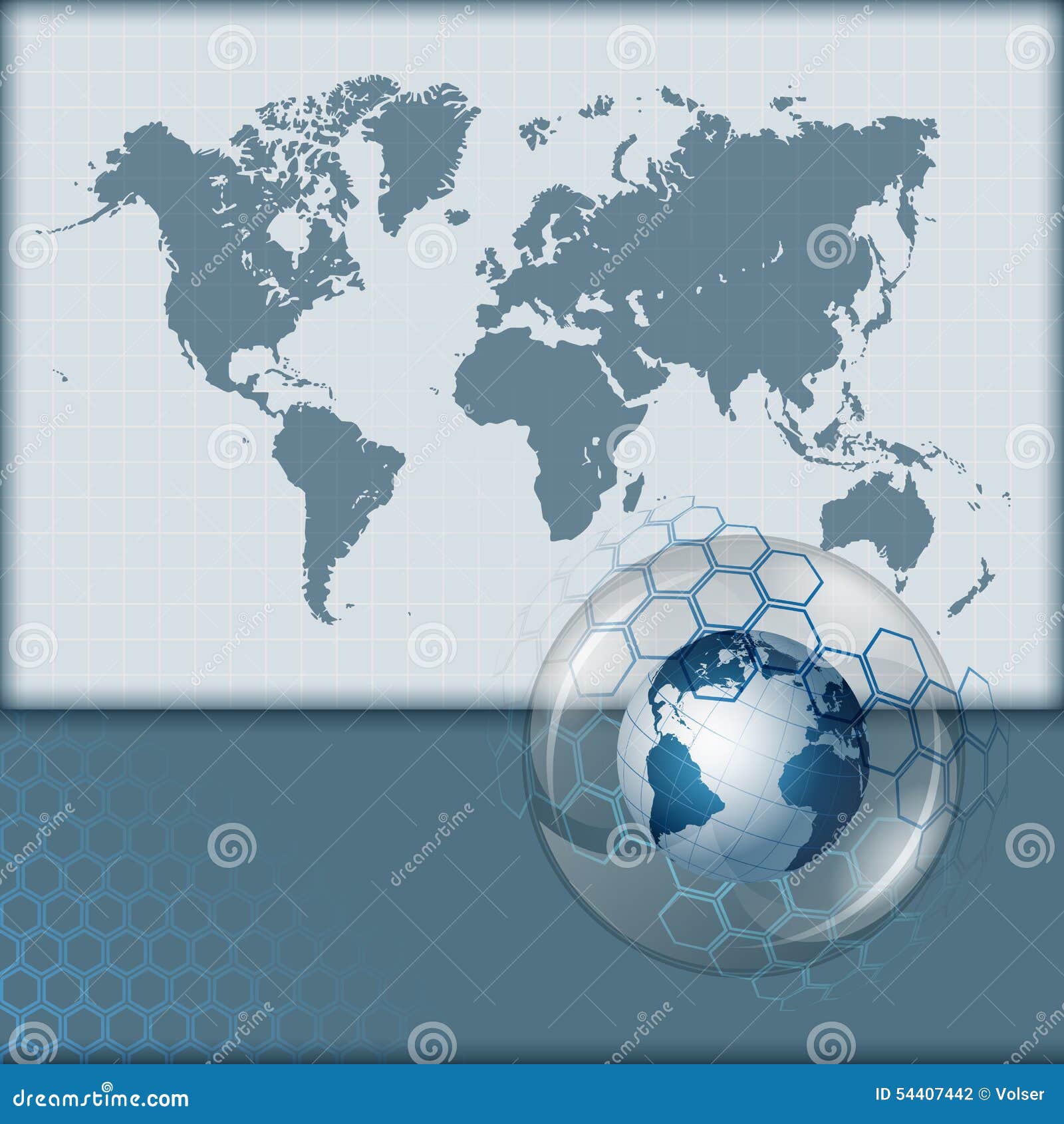 World Map on Squares Backdrop and Earth Globe Inside Sphere of Glass ...