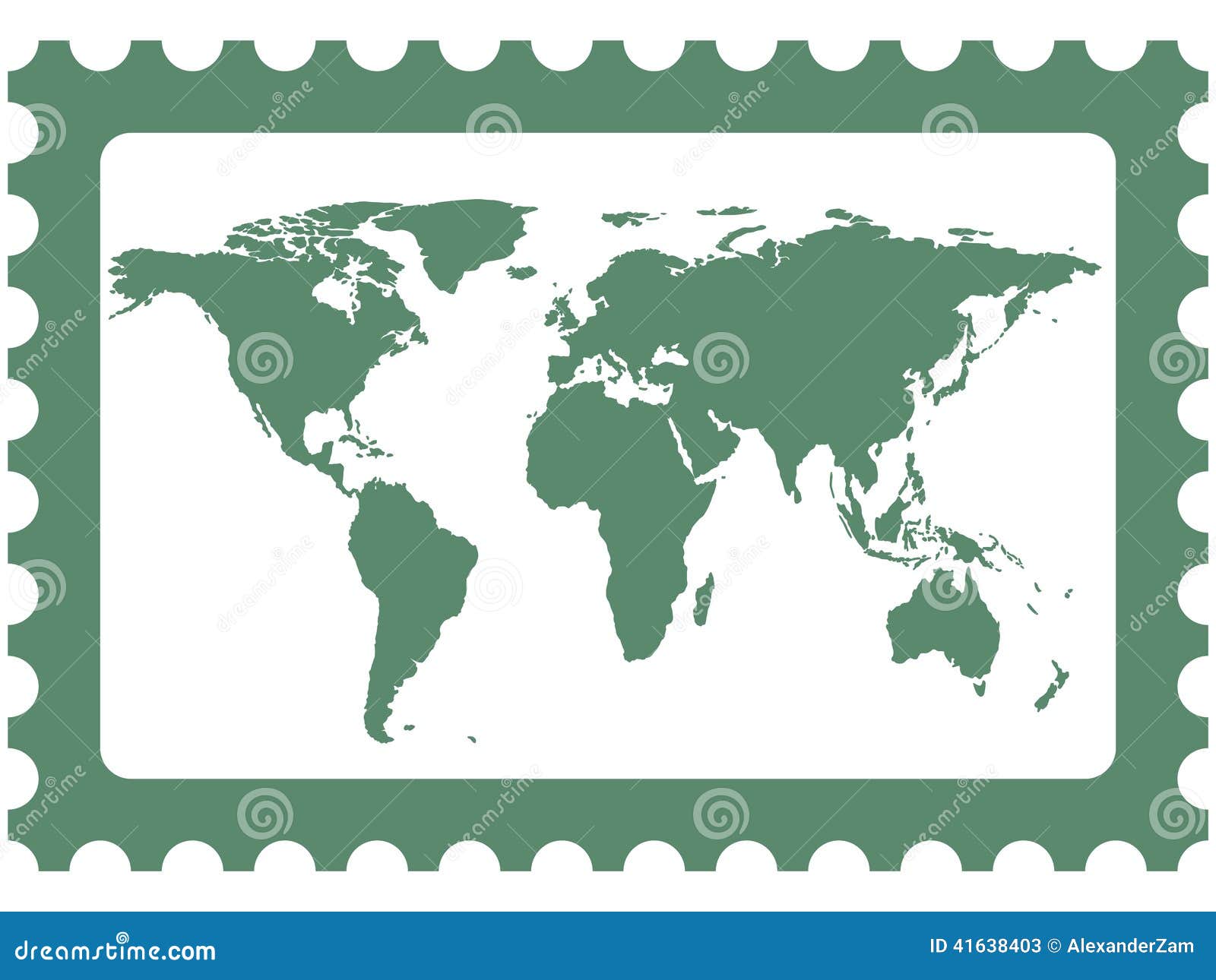 World map on stamp stock vector. Illustration of clip - 41638403