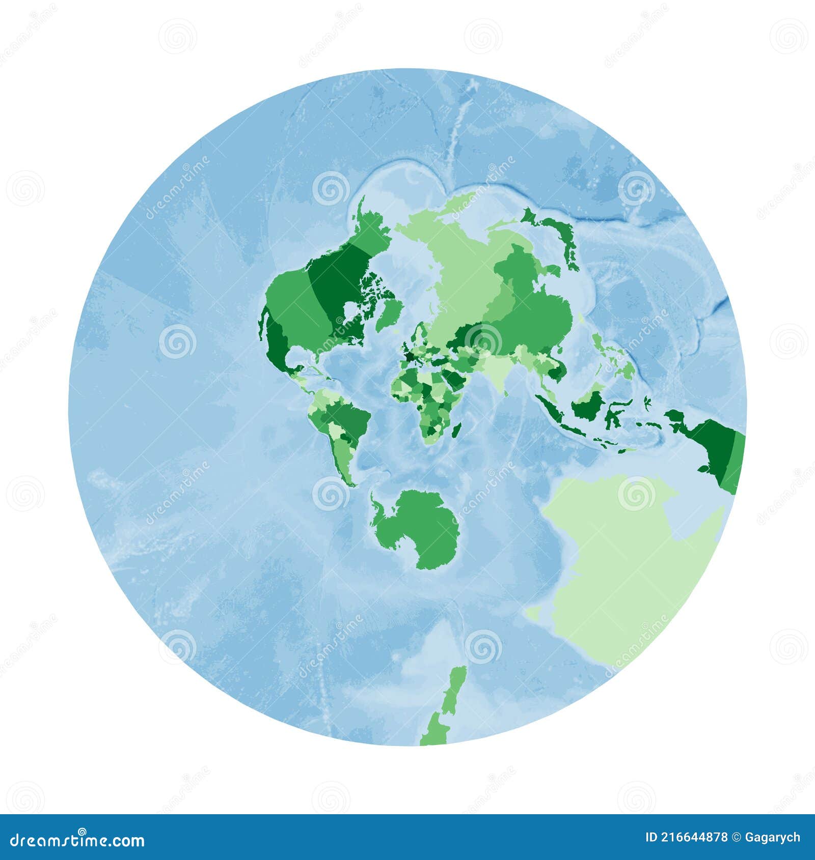 World Map. Stereographic stock vector. Illustration of isolated - 216644878