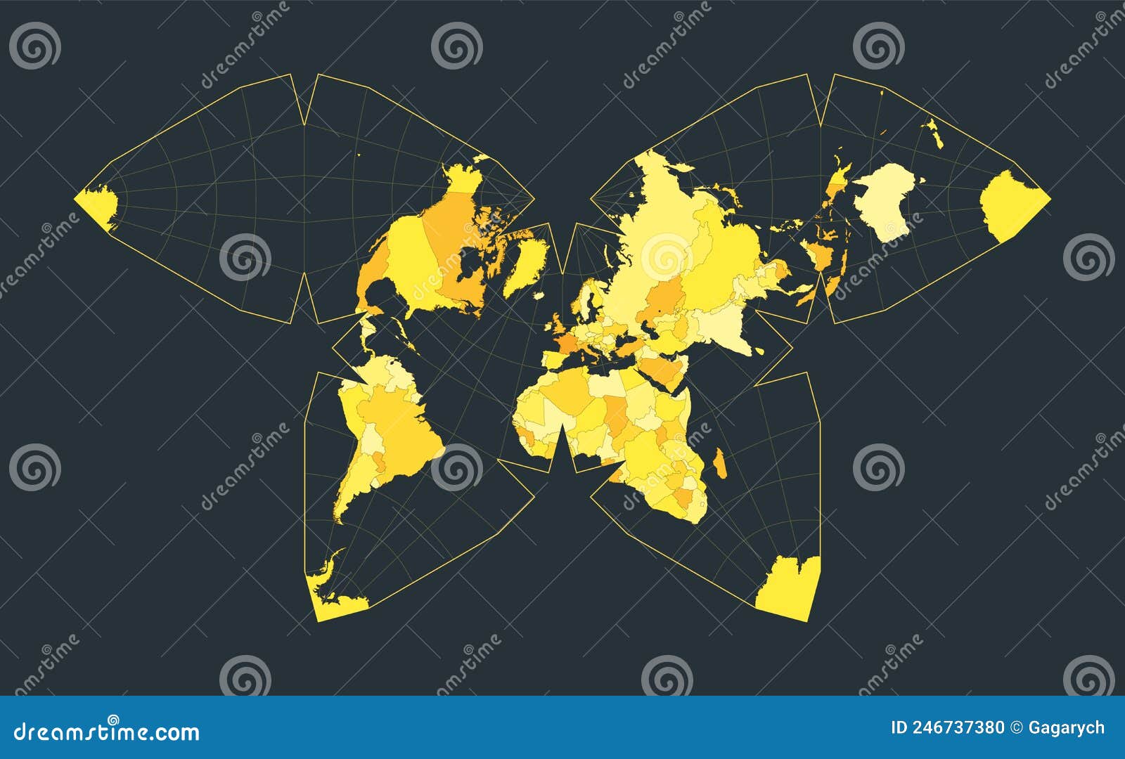 World Map Steve Waterman`s Butterfly Projection Cartoon Vector 215655339
