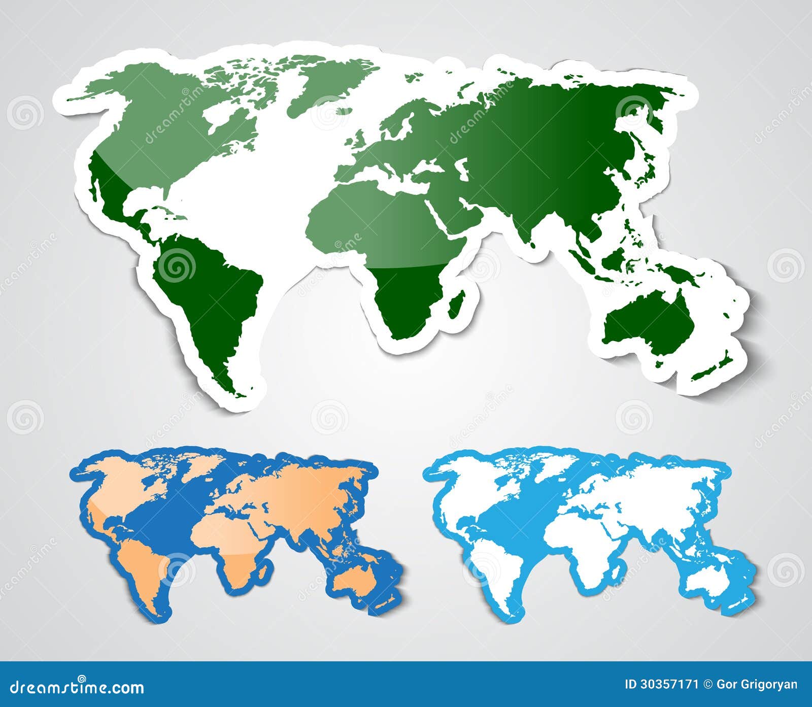 World map in sticker style stock vector. Illustration of paper - 30357171