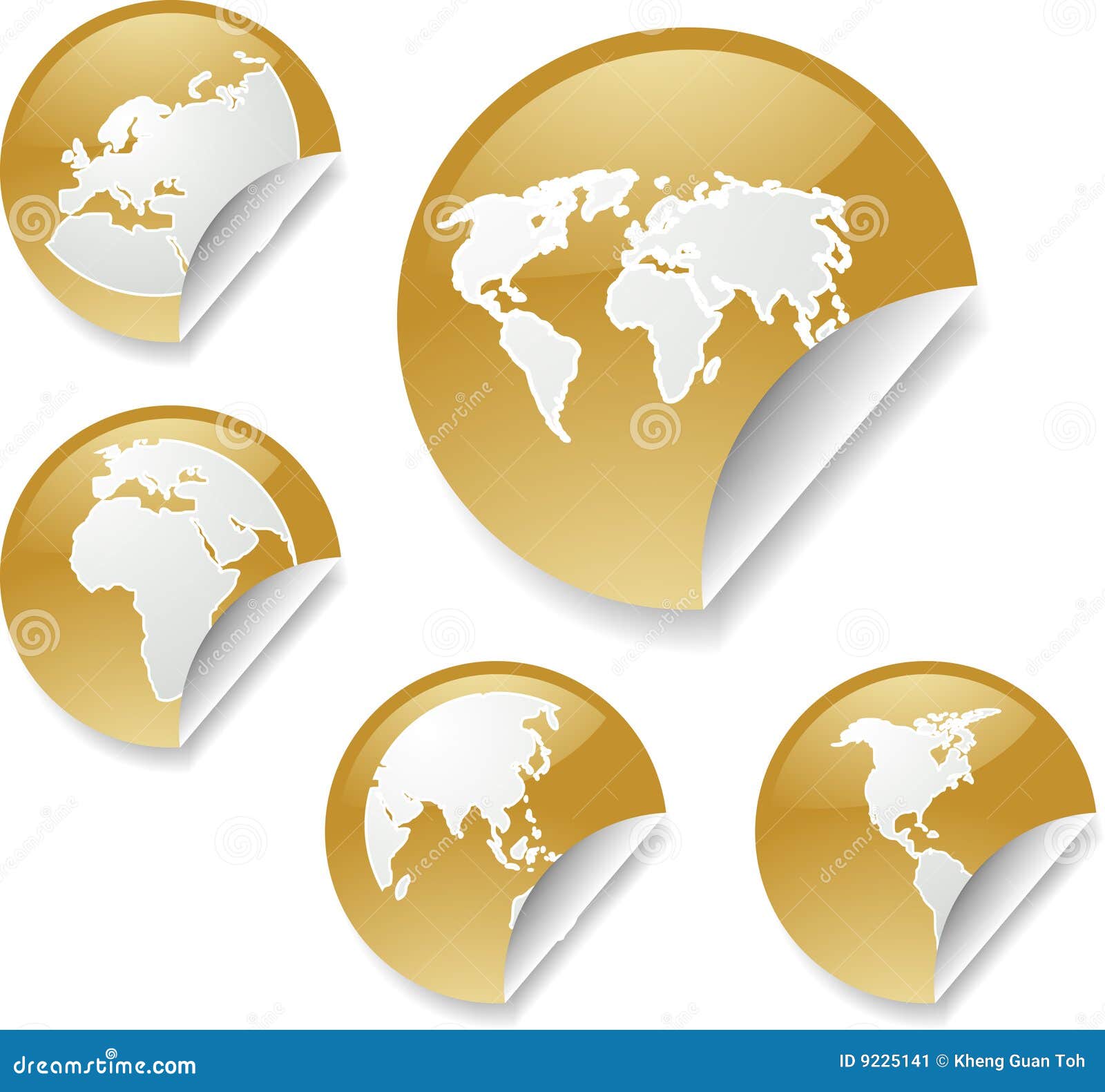 World map stickers stock vector. Illustration of continental - 9225141