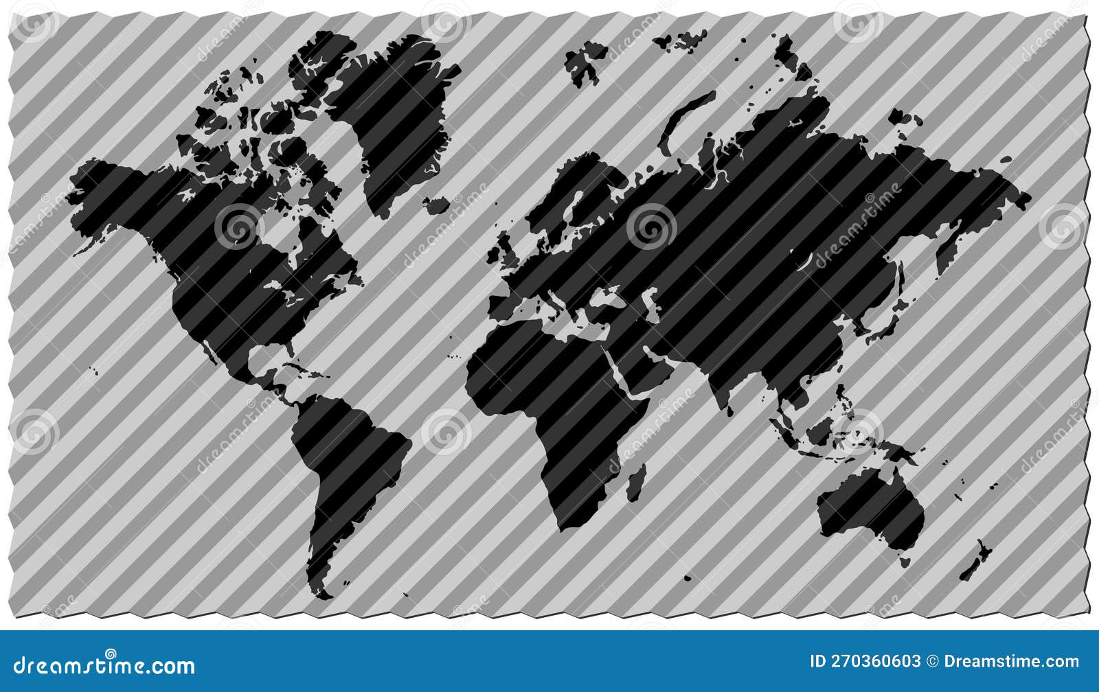 World Map With Stripes Diagonal Pattern Textured. Flat Earth, Globe ...