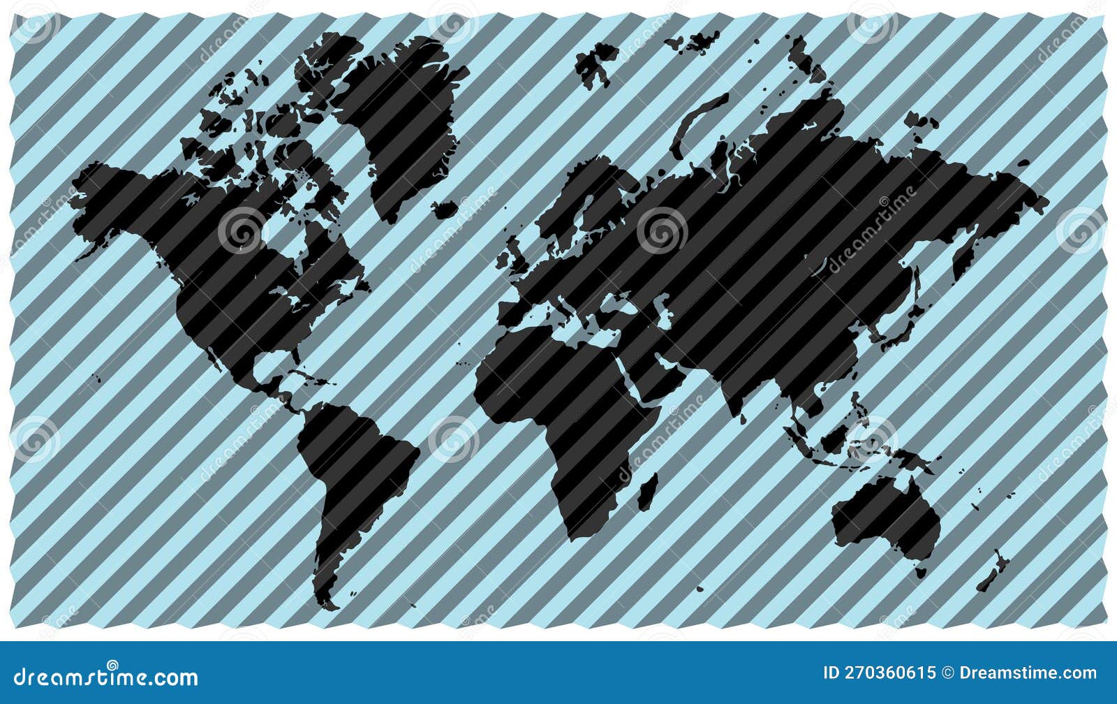 World Map With Stripes Diagonal Pattern Textured. Flat Earth, Globe ...