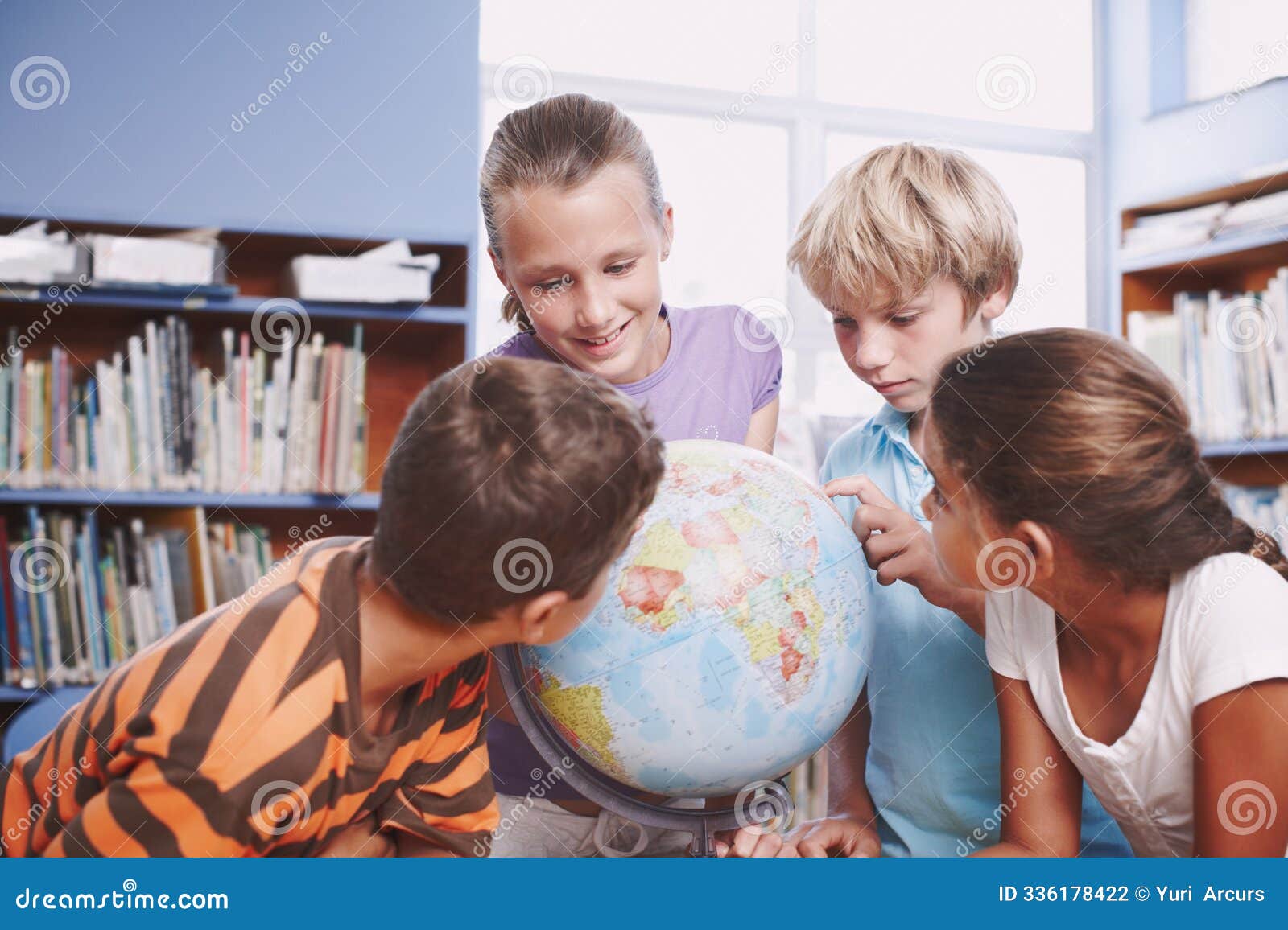 World Map, Students and Kids in Classroom, Globe and Conversation with ...
