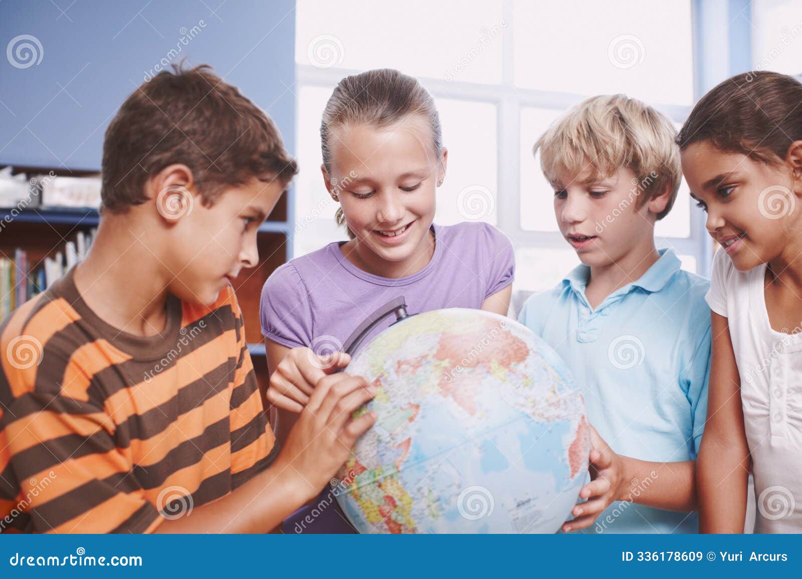 World Map, Students and Kids with Globe, Learning and Conversation with ...