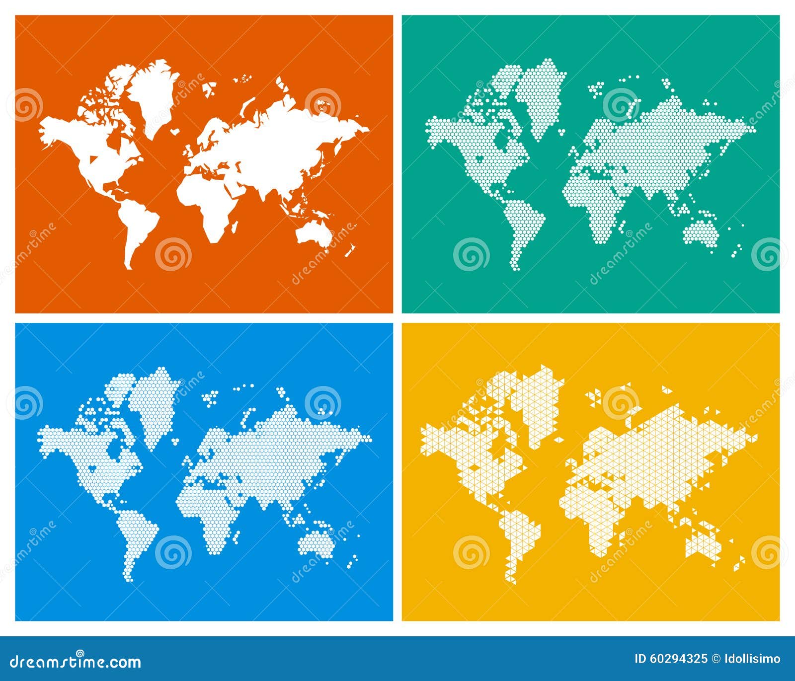 World Map 4 Styles Stock Illustrations – 2 World Map 4 Styles Stock ...
