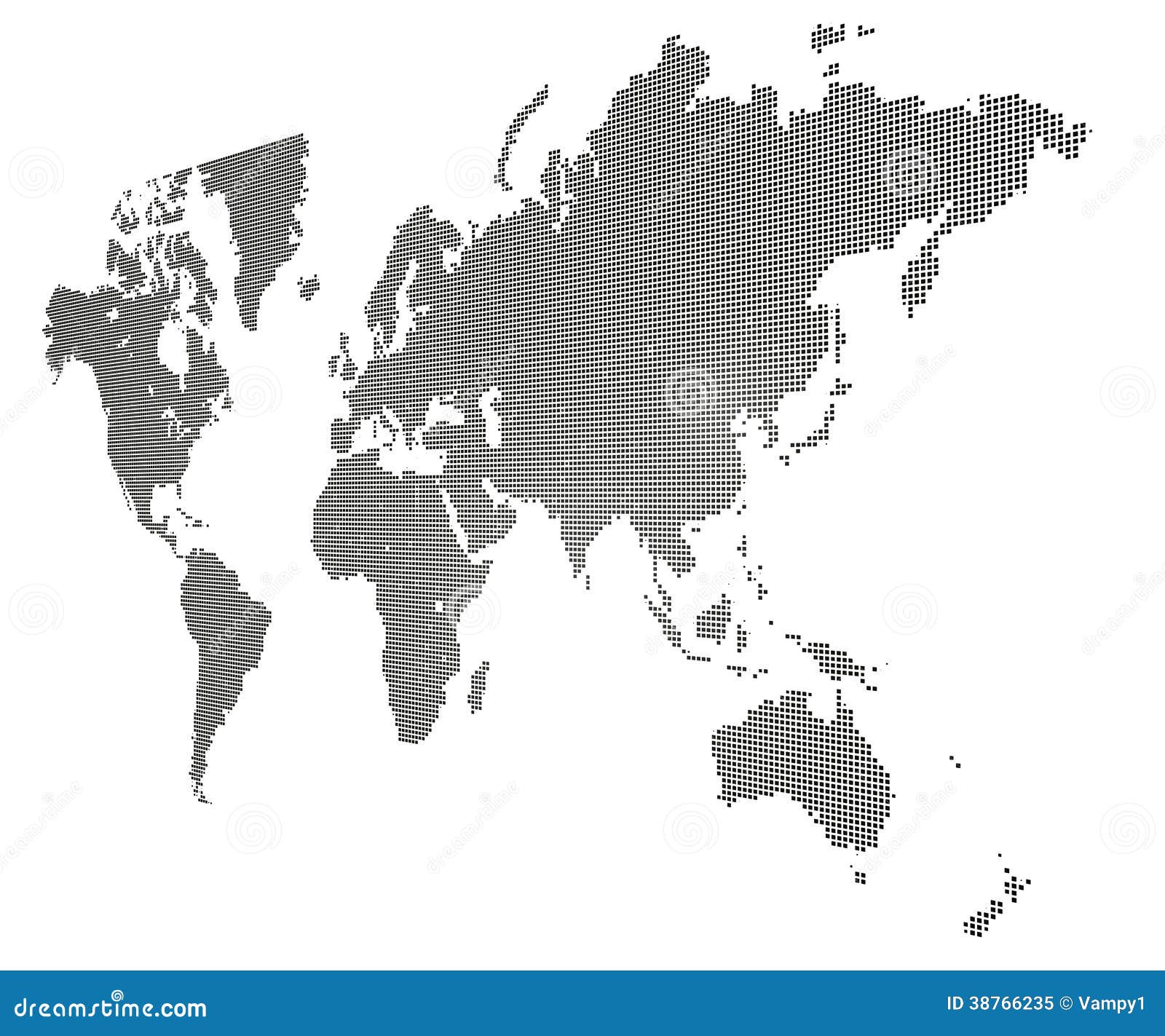 World Map, Stylized Squares Stock Illustration - Illustration of points ...