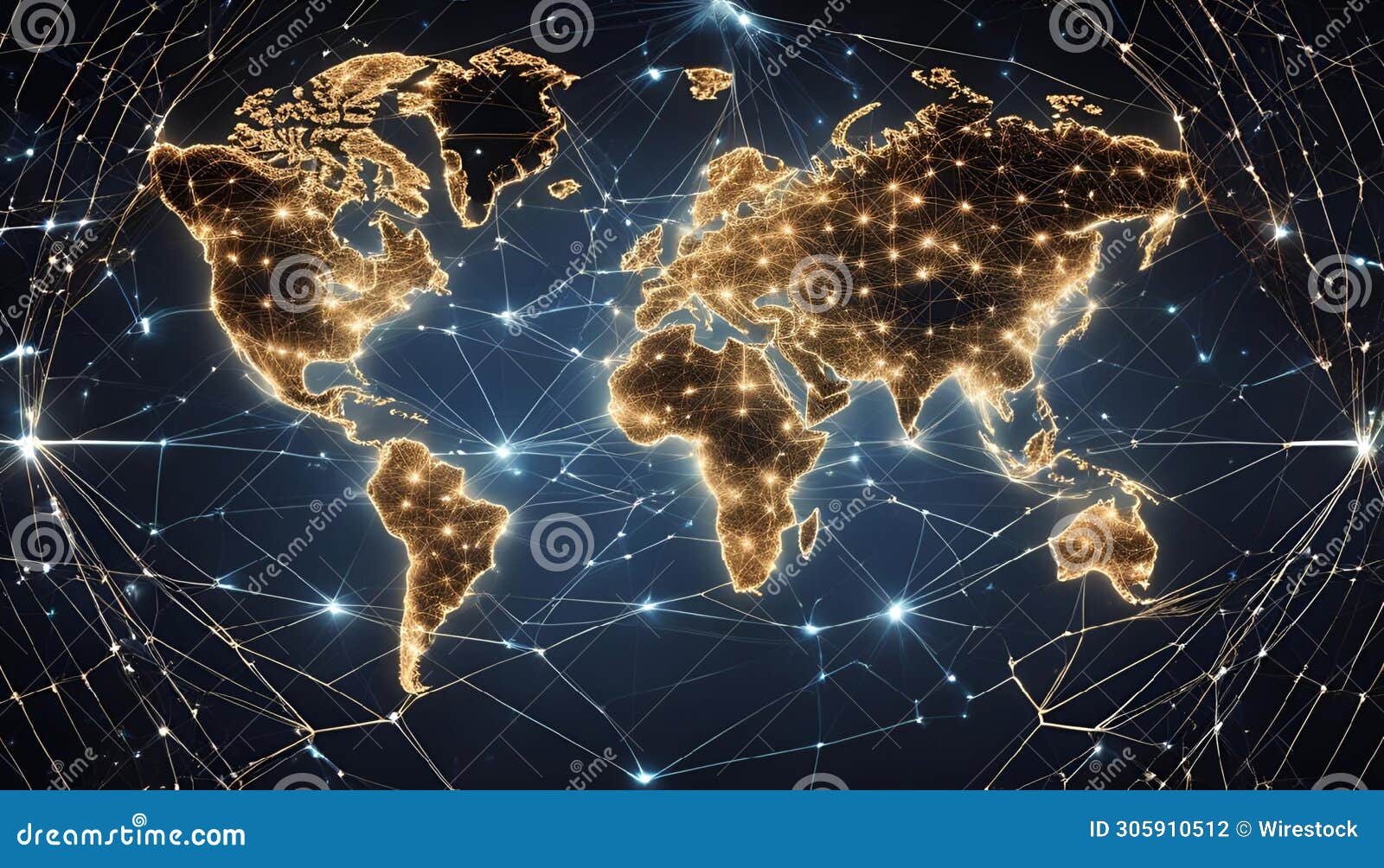 A World Map Surrounded by Many Connected Lines and Lights and Points ...