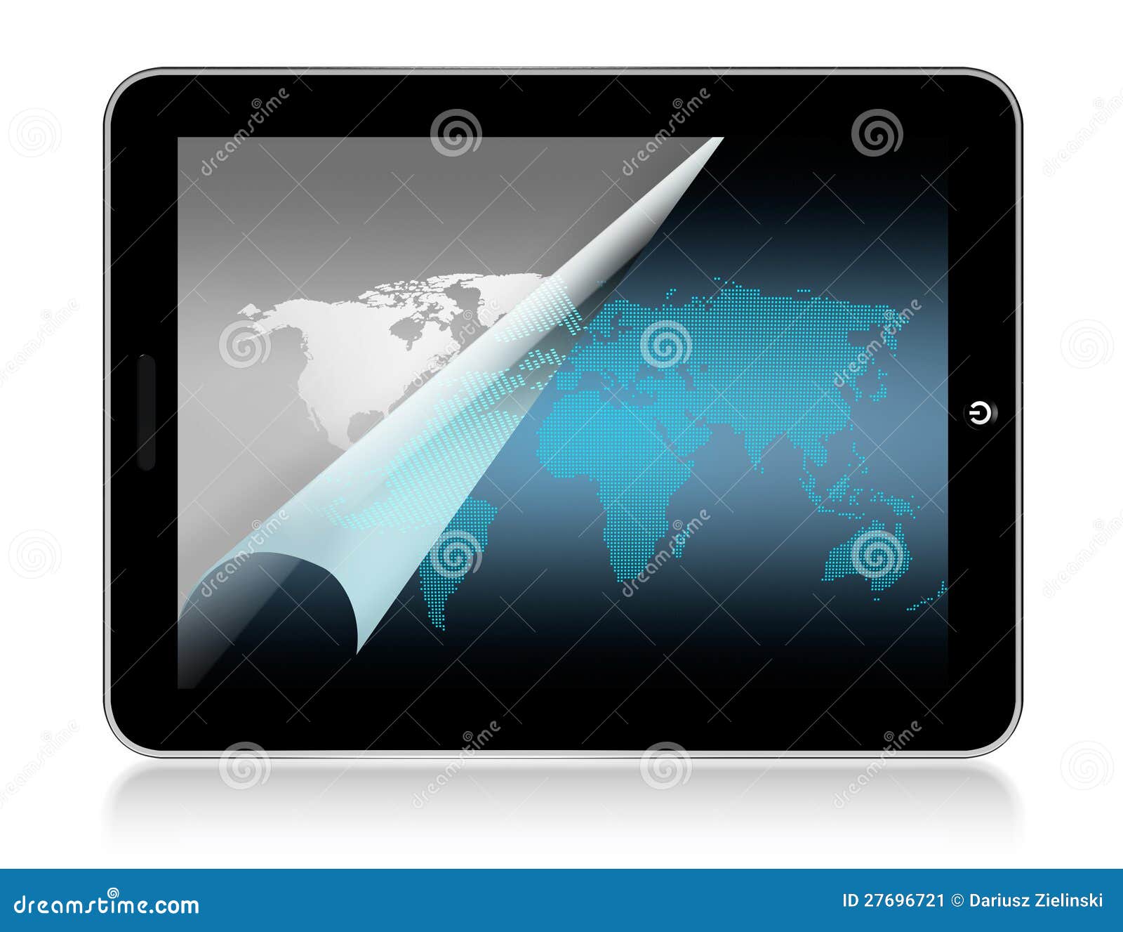 World map in tablet stock illustration. Illustration of geography ...