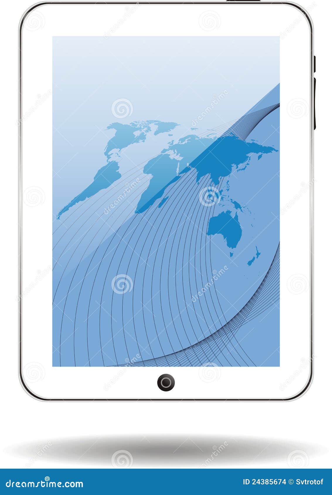 World map on tablet screen stock vector. Illustration of asia - 24385674