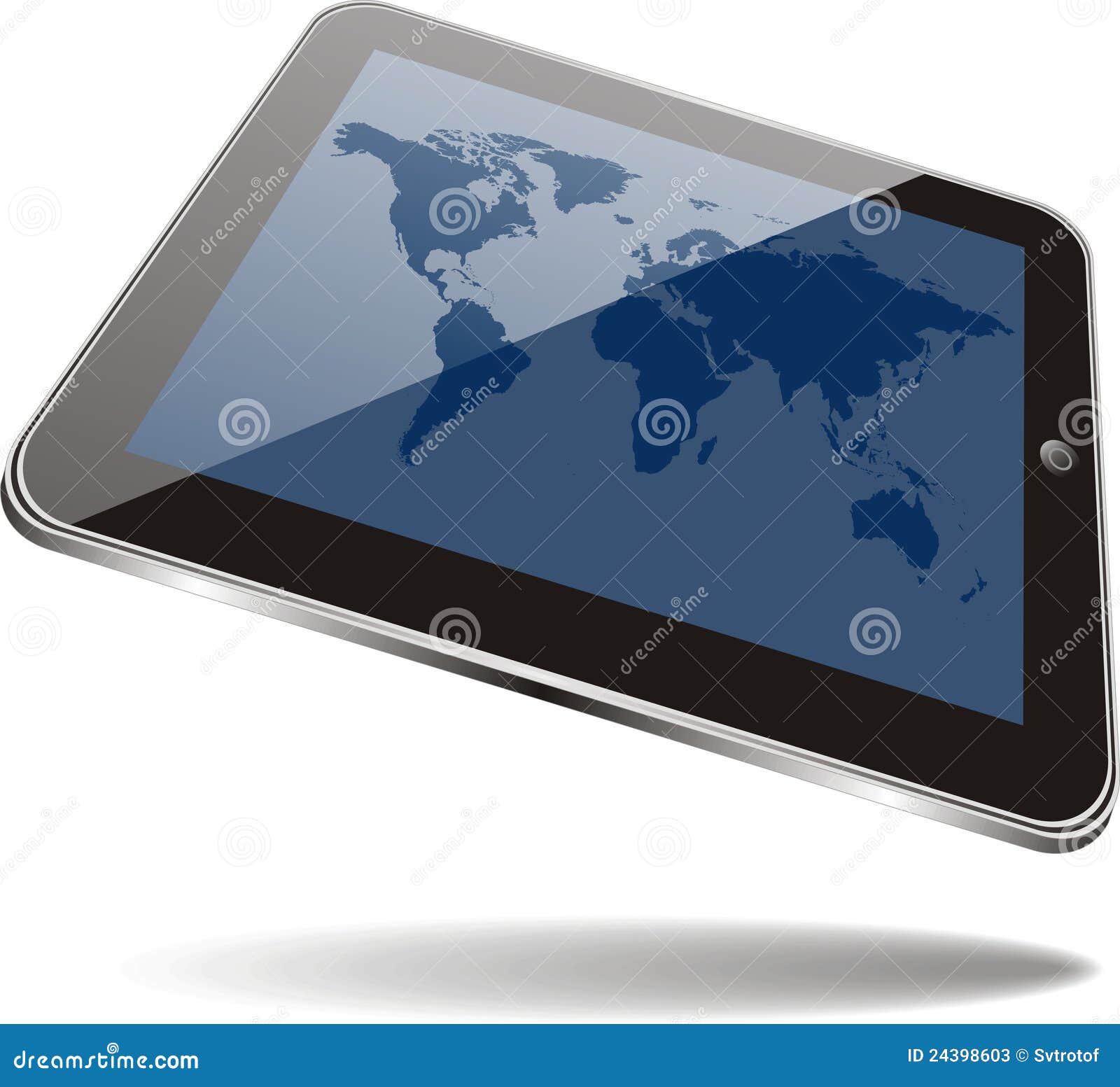 World map on tablet screen stock vector. Illustration of america - 24398603