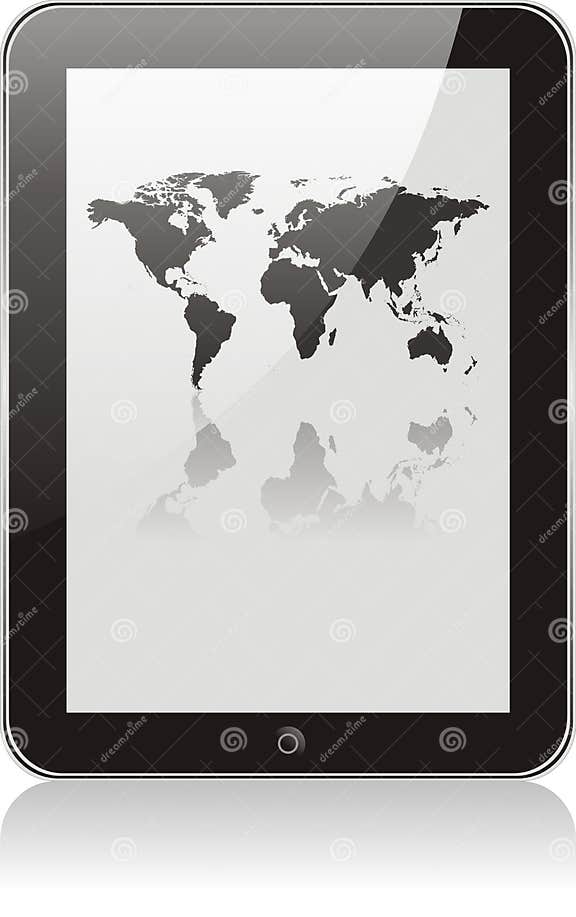 World Map on Tablet Screen. Stock Vector - Illustration of monitor ...