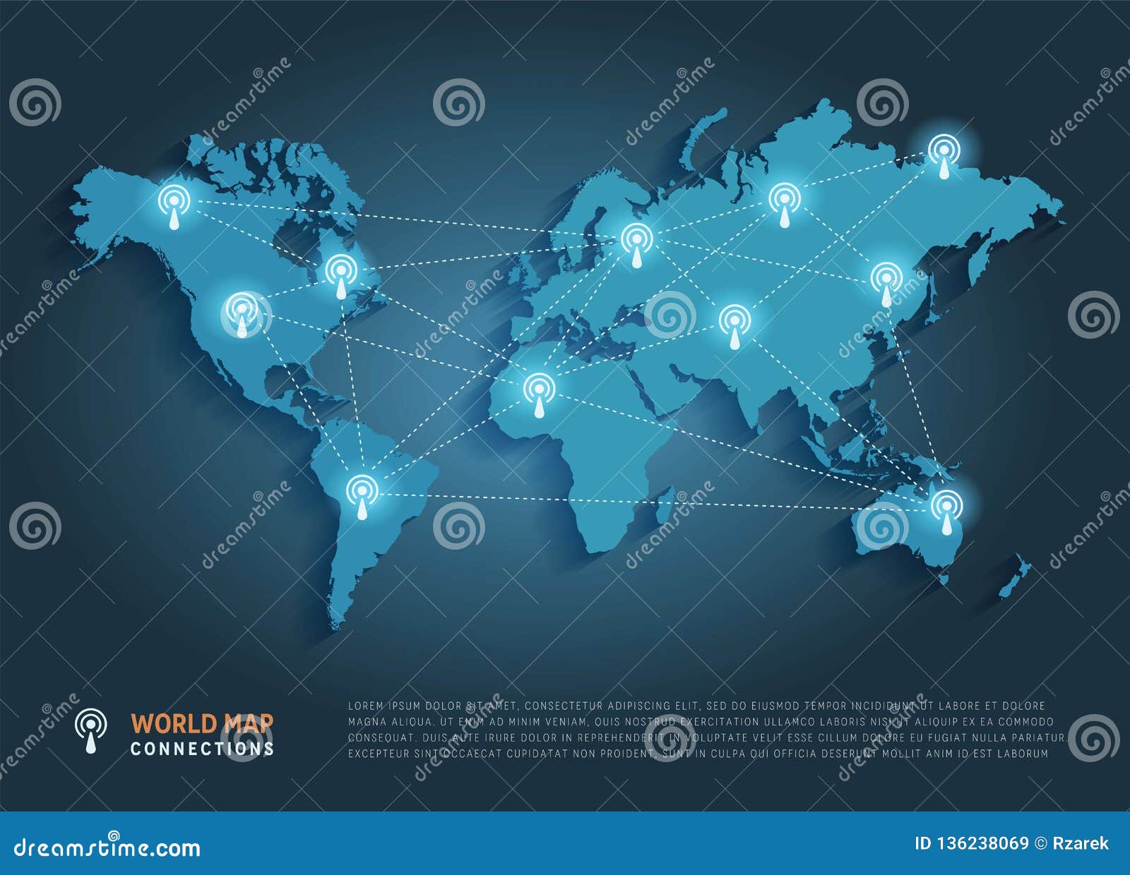 Vector World Map Connection. - Illustration Stock Vector - Illustration ...