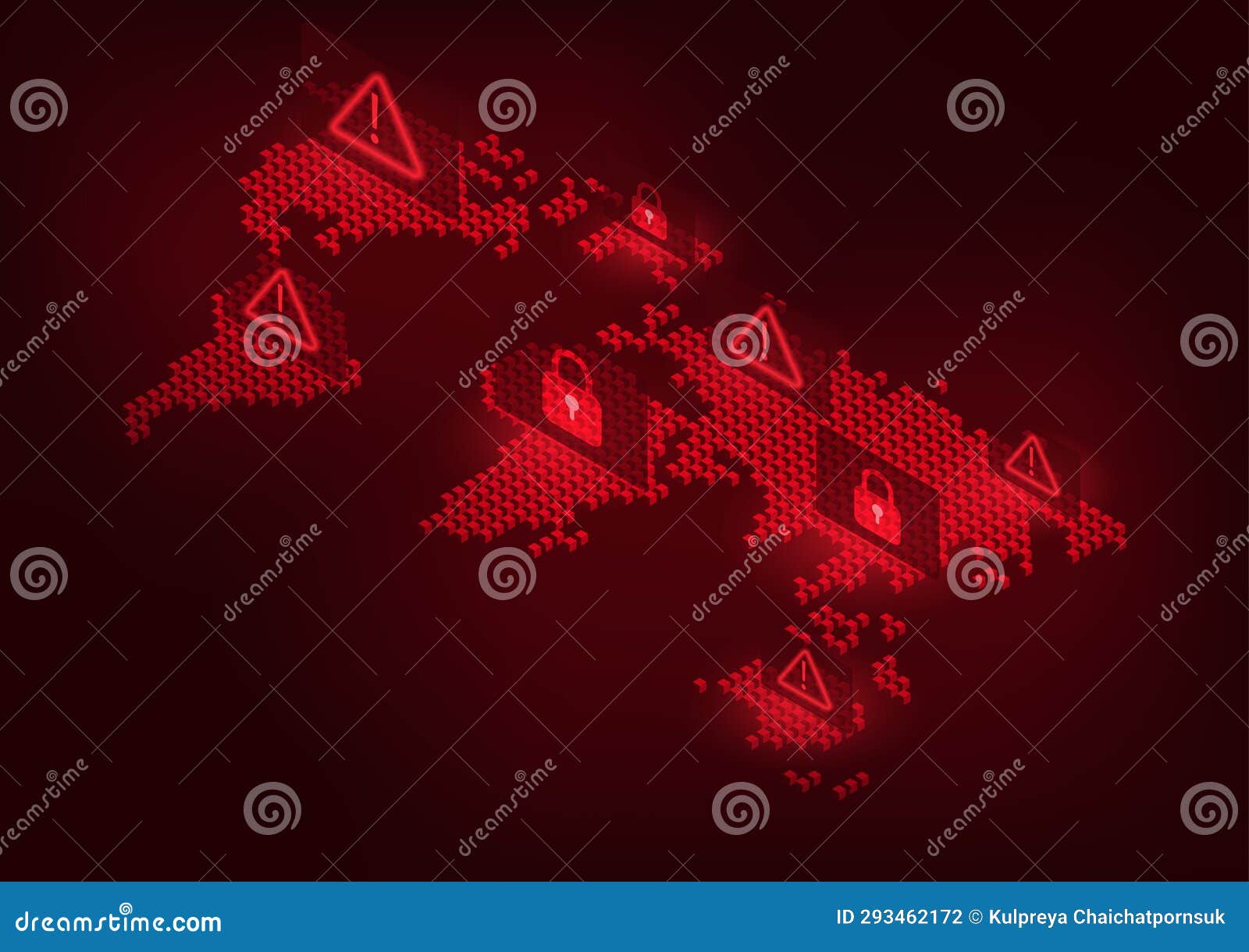 World Map Technology a World Map with an Alert Symbol and a Lock ...