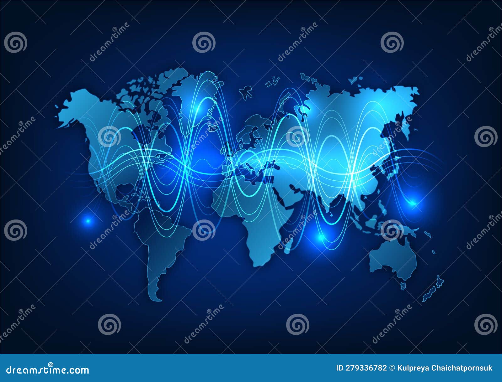 World Map Technology Background High-speed Internet Network Connection ...