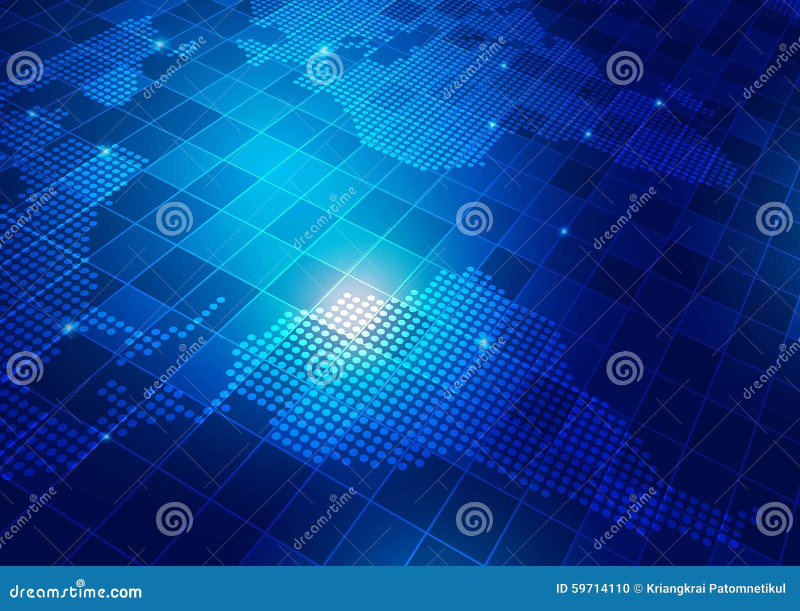 World Map with Technology Blue Background Stock Vector - Illustration ...