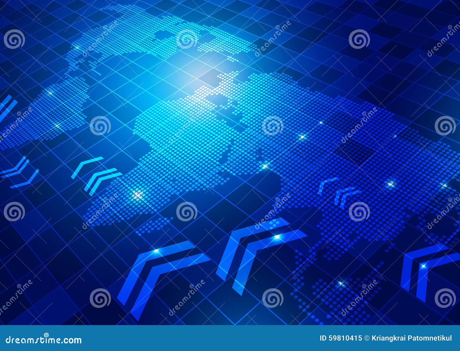 World Map with Technology Business Background Stock Vector ...