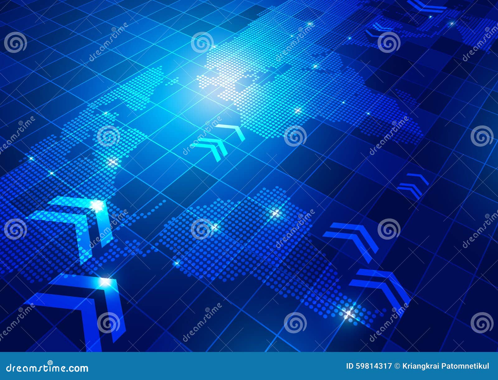 World Map with Technology Business Background Stock Vector ...