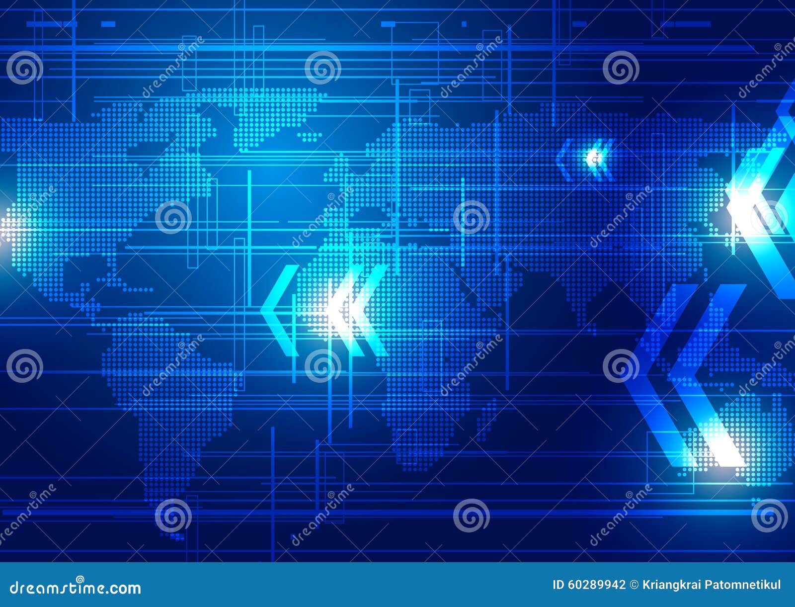 World Map with Technology Business Background Stock Vector ...