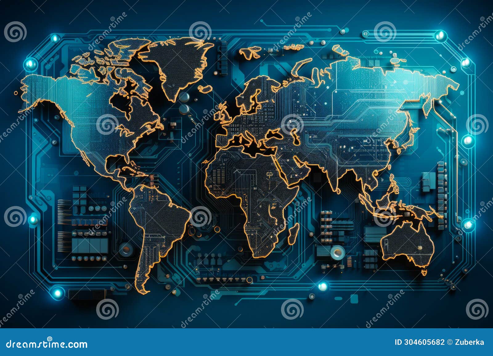 World Map Technology Concept Stock Illustration - Illustration of ...