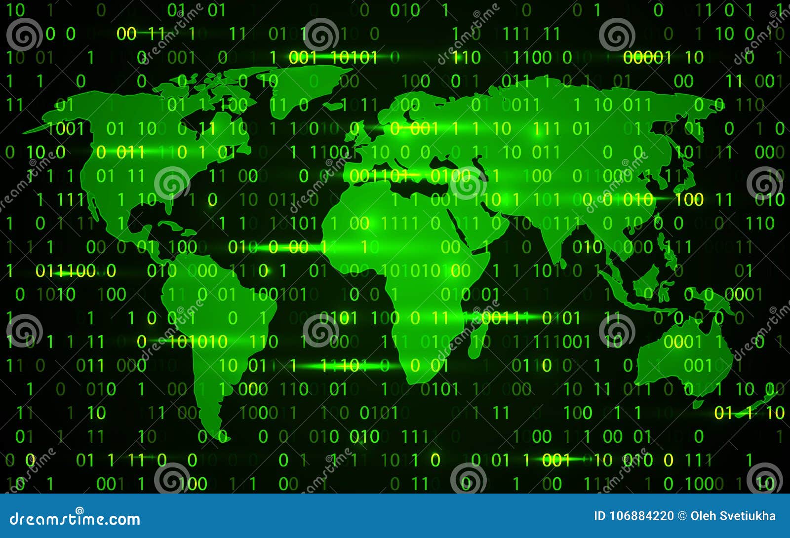 World Map Technology with Decryption and Encryption Binary Stock Vector - Illustration of ...