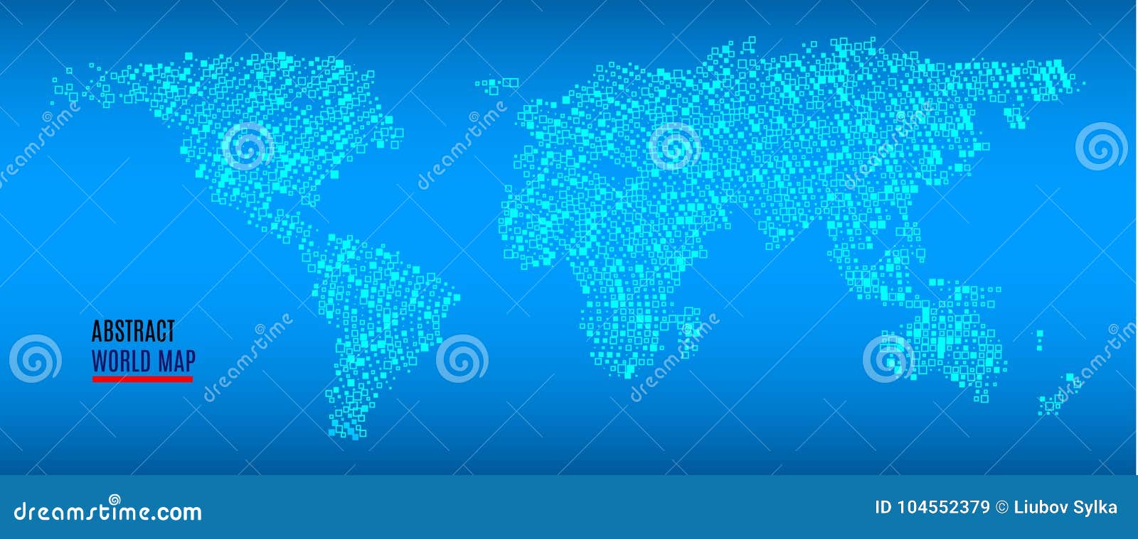 World Map Technology-style. Abstract World Map with Square Shapes ...