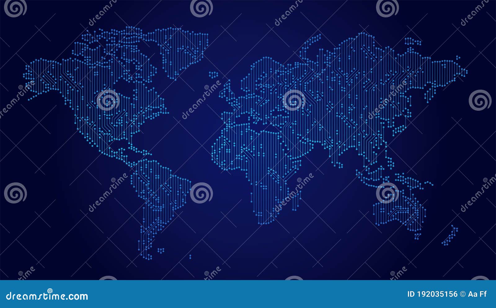 World Map Technology Style. Dark Blue Background Stock Illustration ...
