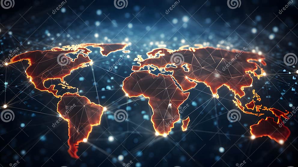 World Map Technology Style, Data Centers and Worldwide Network Stock ...