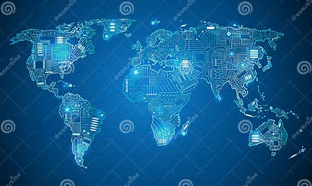 World map technology style stock vector. Illustration of electronic ...