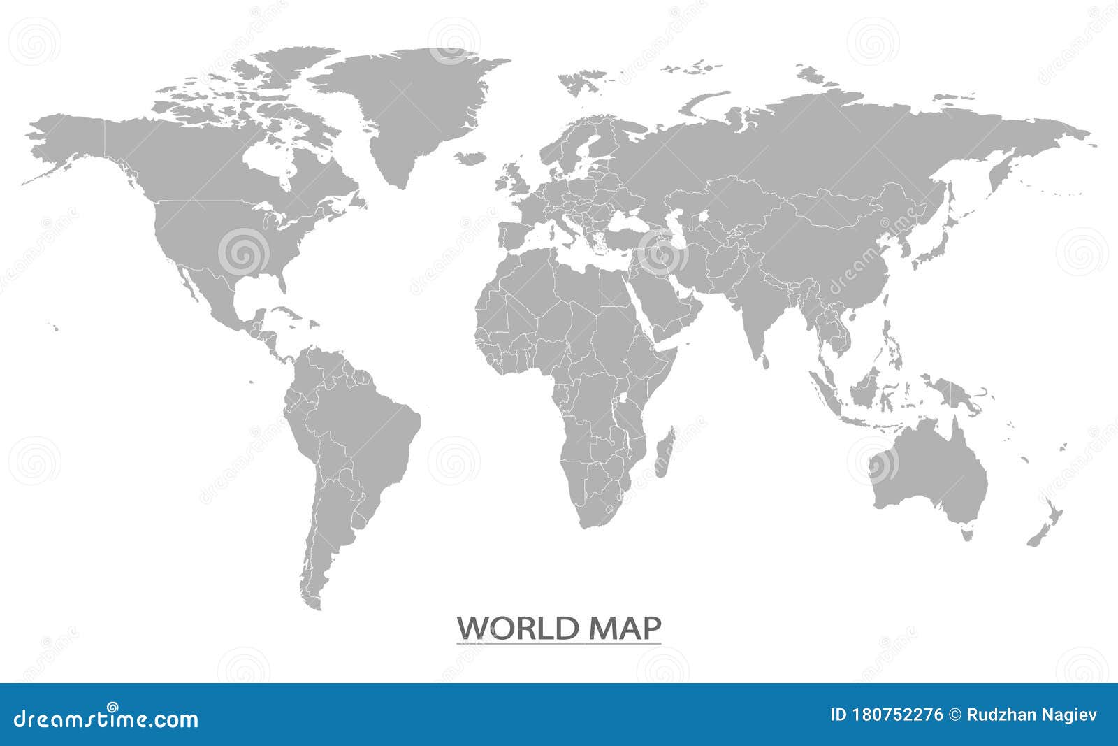 World Map Template in Grey on White Stock Vector - Illustration of gray ...
