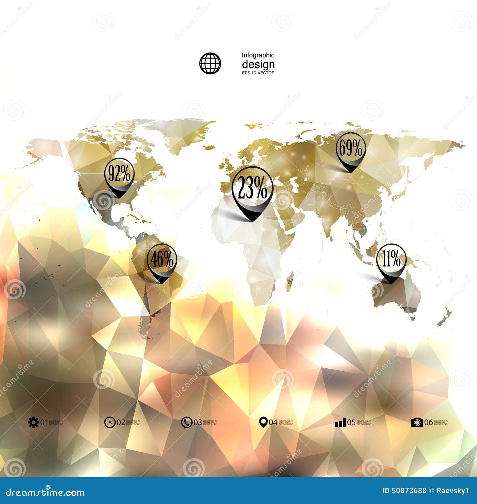 World Map Template, Triangle Design, Infographic Stock Vector ...