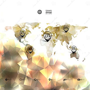 World Map Template, Triangle Design, Infographic Stock Vector ...