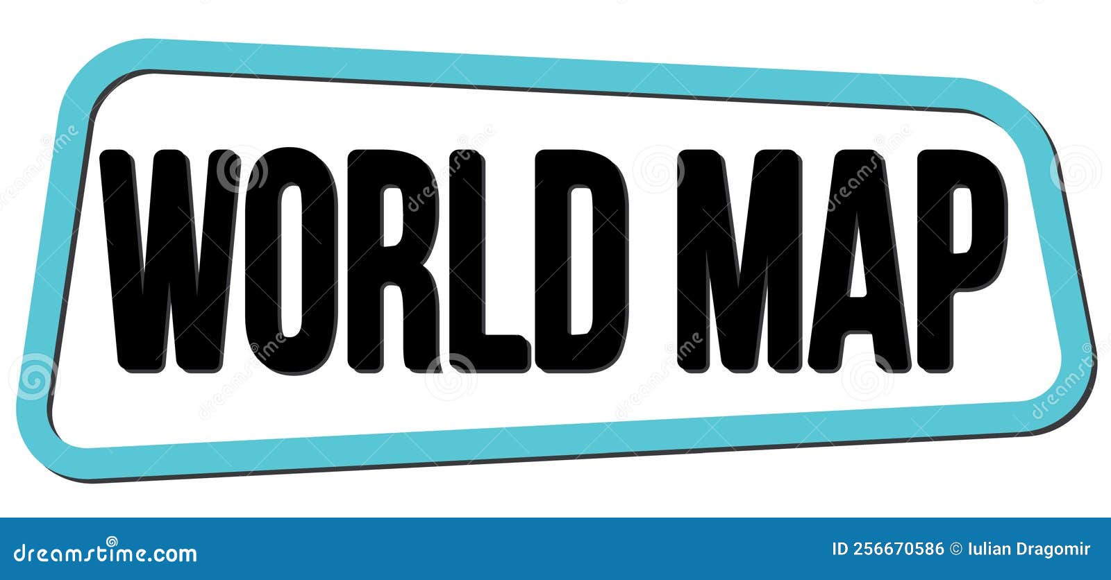 WORLD MAP Text on Blue-black Trapeze Stamp Sign Stock Illustration ...