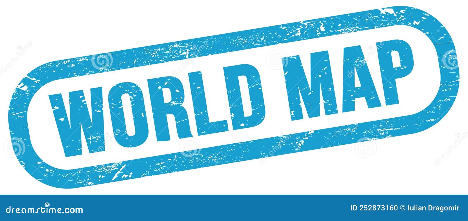 WORLD MAP, Text Written on Blue Stamp Sign Stock Illustration ...