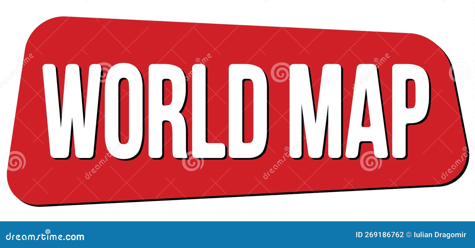 WORLD MAP Text on Red Trapeze Stamp Sign Stock Illustration ...
