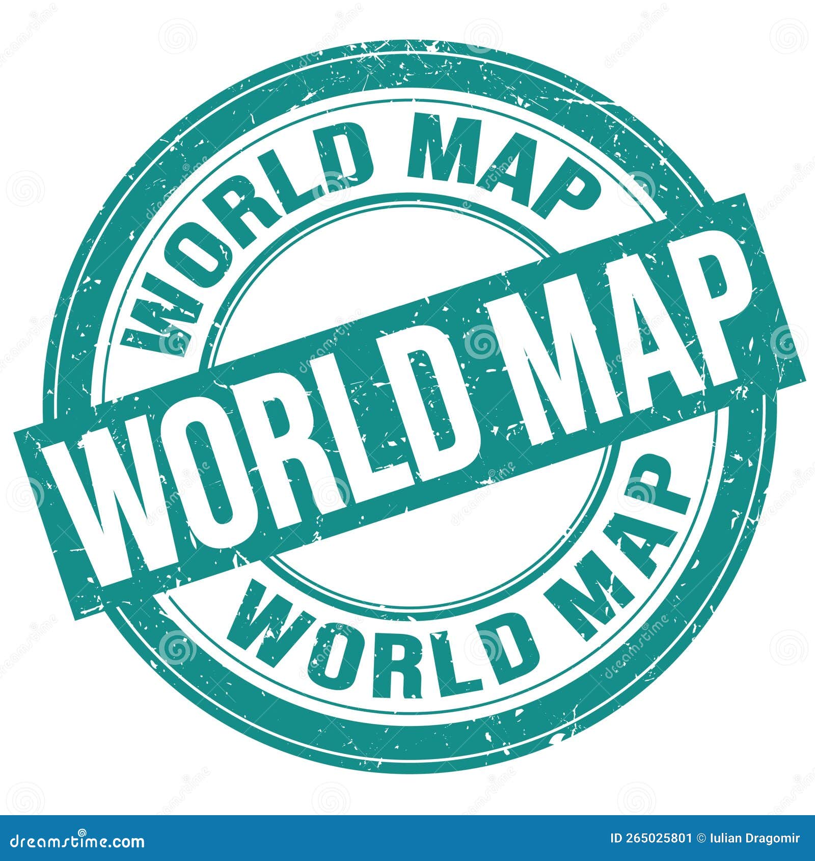 WORLD MAP Text Written on Blue Round Stamp Sign Stock Illustration ...