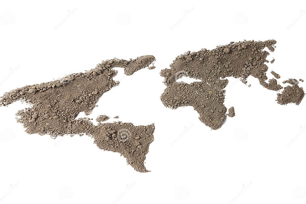 World Map with the Texture of the Soil on White Background Stock Image ...