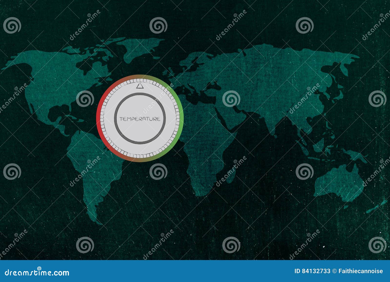 World Map with Thermostat, Global Warming & Climate Change Stock Image ...