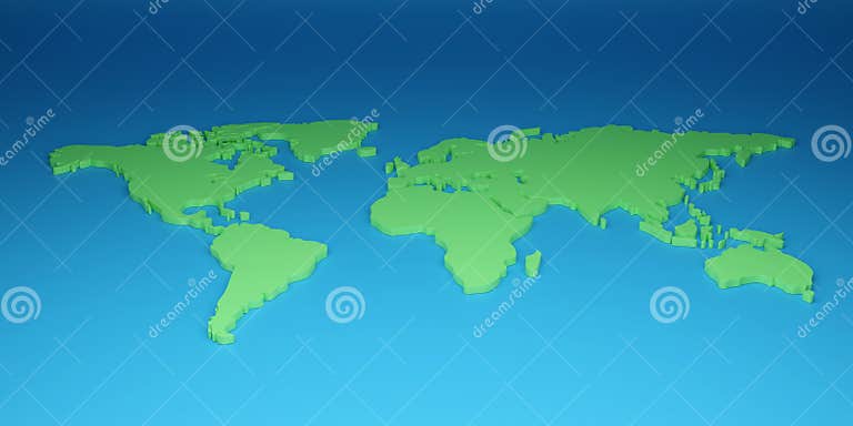 World Map in Three Dimensions. 3d Illustration Stock Illustration ...
