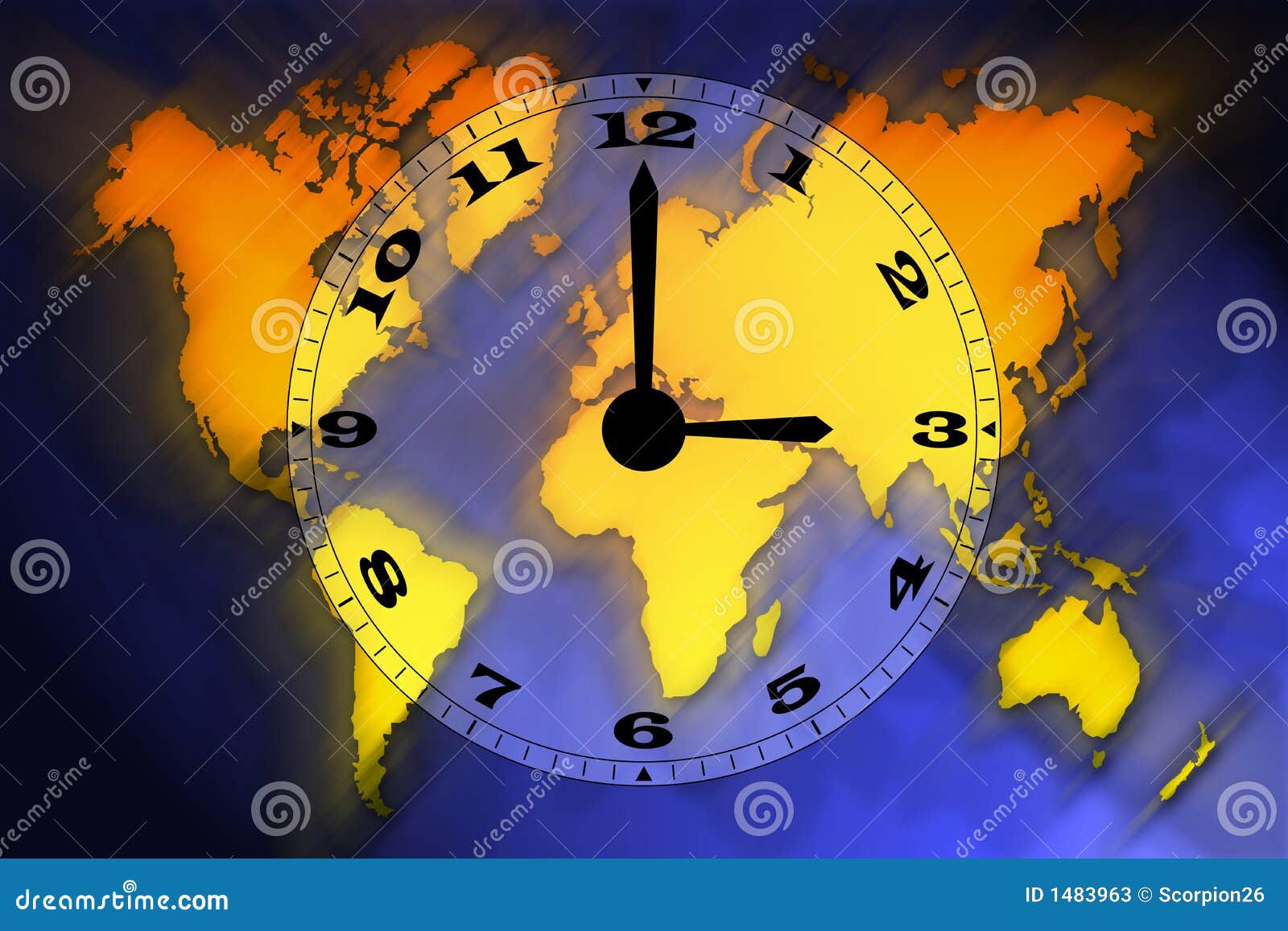 World map and time stock illustration. Illustration of america - 1483963