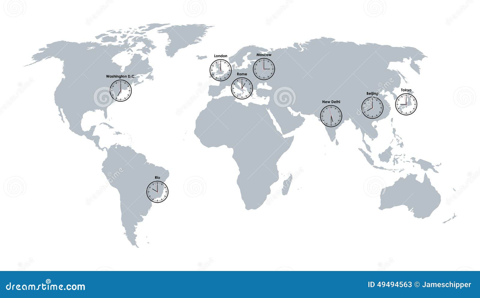 World map and time zones stock illustration. Illustration of europe ...