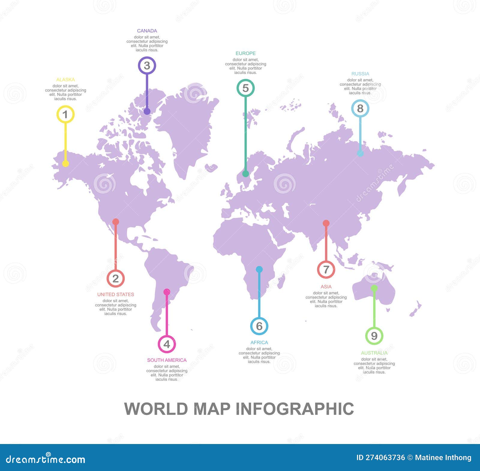 World Map Timeline Infographics Design Template. Vector Illustration ...