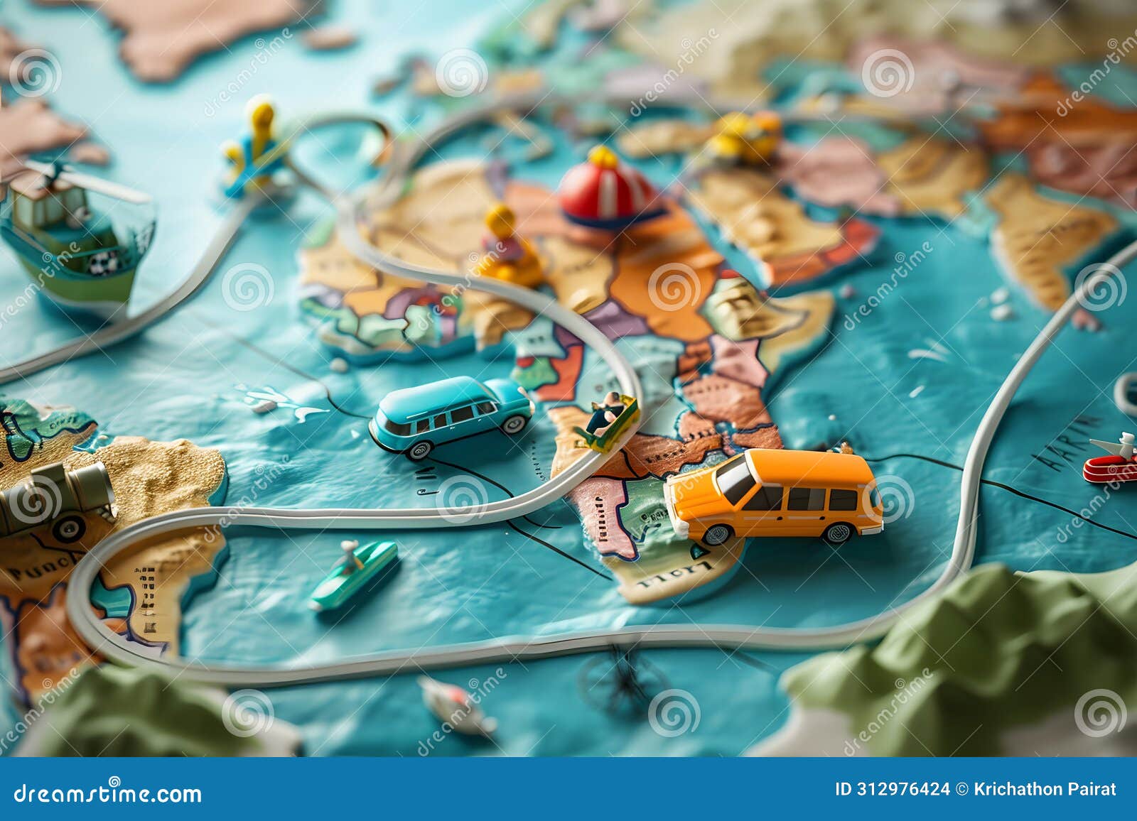 World Map with Toys Create Adventures and Trade Stock Illustration ...