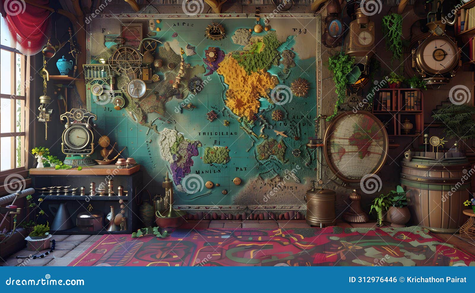 World Map with Toys Create Adventures and Trade Stock Illustration ...