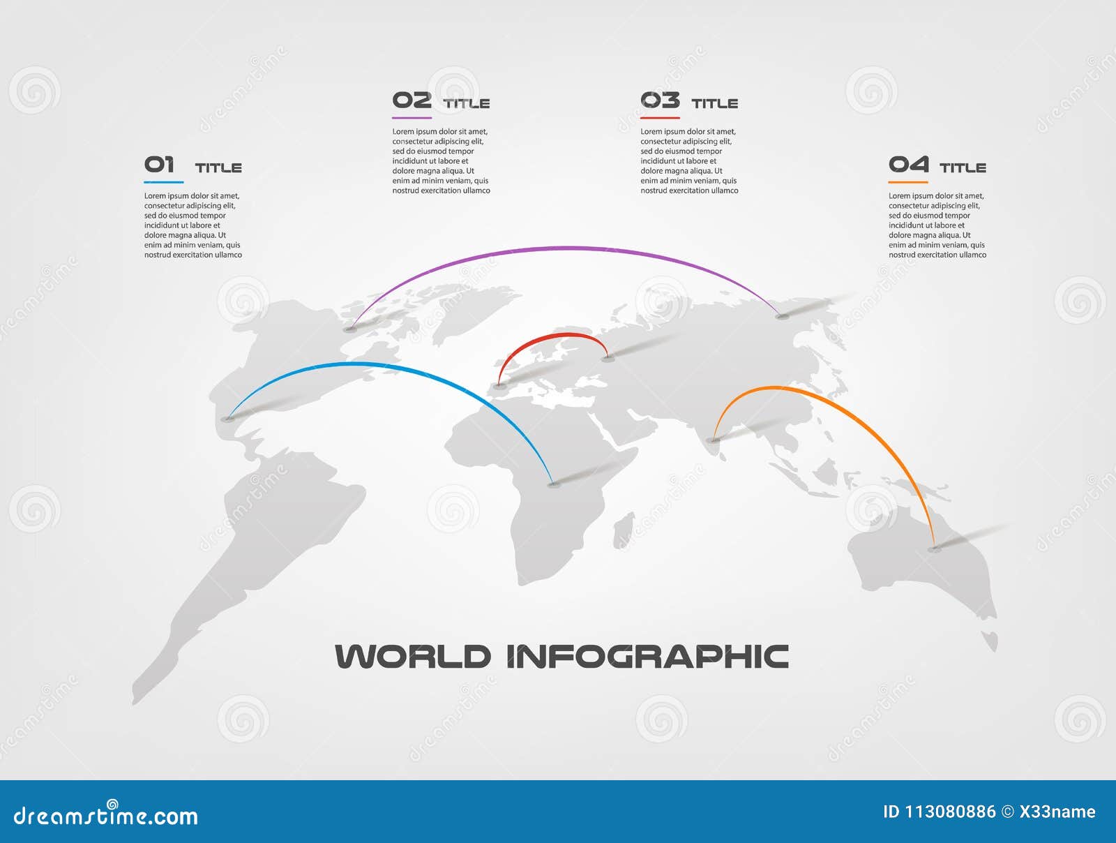 World Map Transfer Color Infographics Step By Step In A Series Of ...